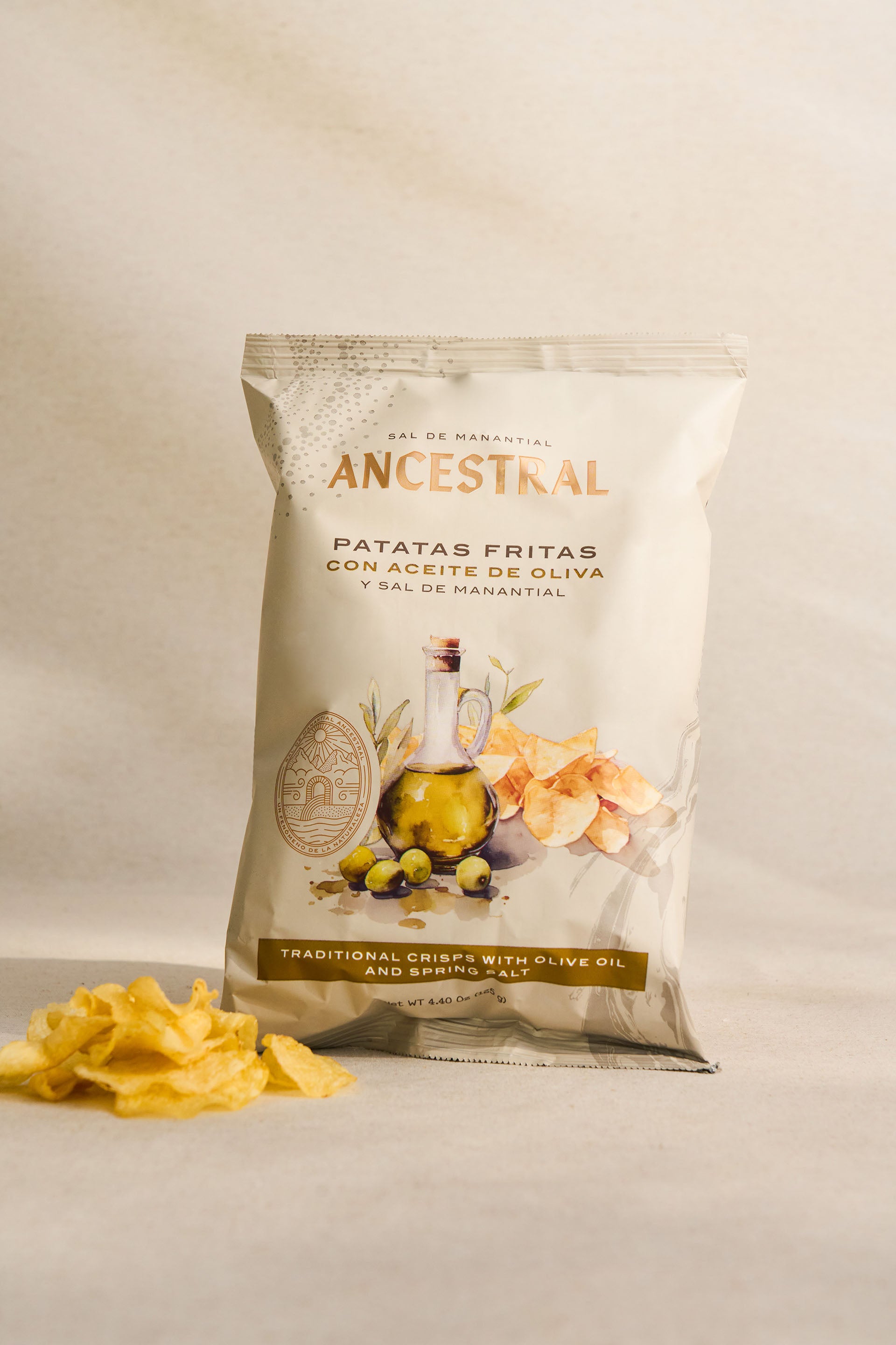 Crisps in 100% Olive Oil and Spring Salt – Sal de manantial Ancestral